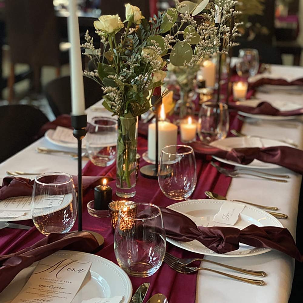 10ft Burgundy Chiffon Table Runner 27x120 Inch Long Sheer Table Runner ...