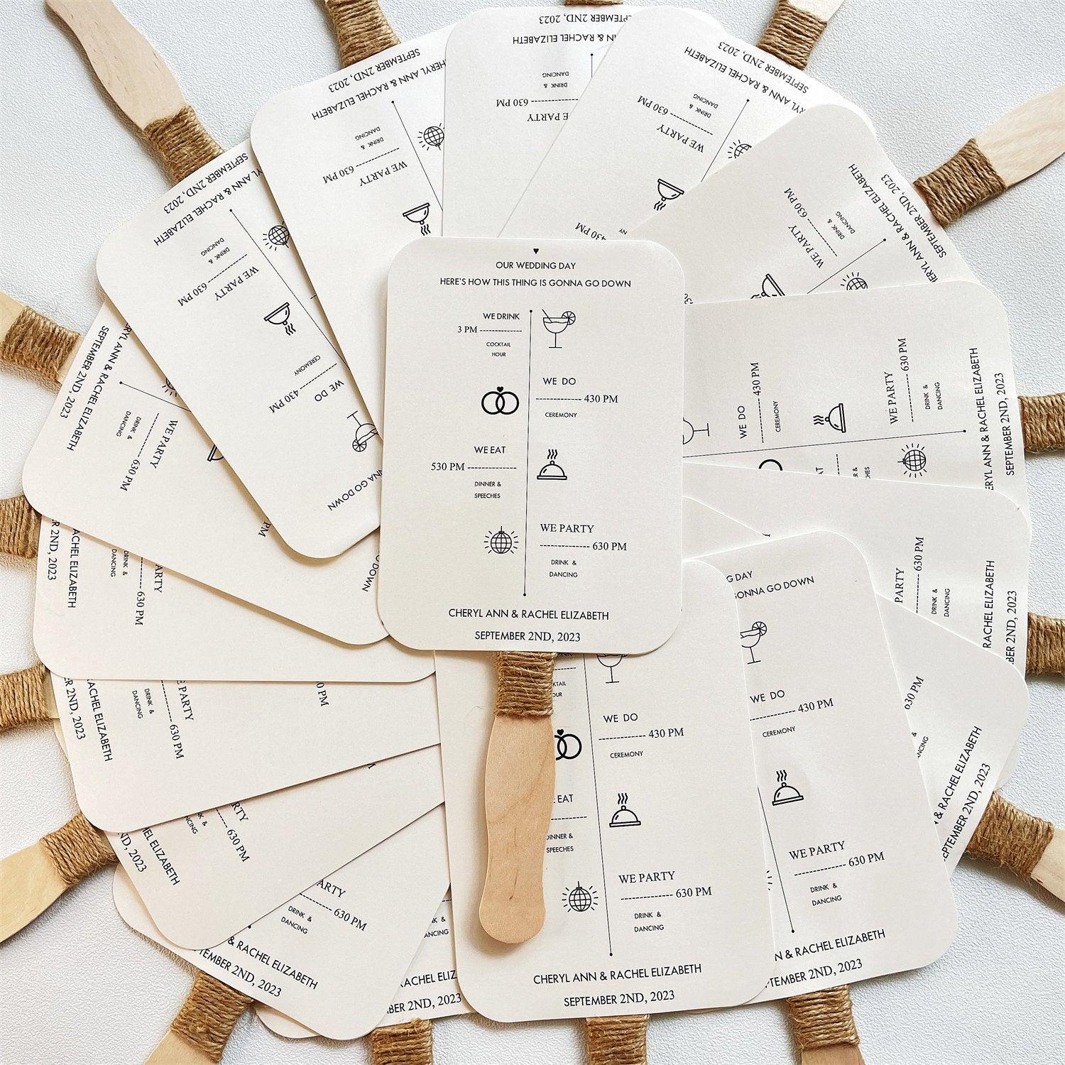 50PCS Wedding Program Fans/ Rustic Minimalist Outdoor Wedding / DIY We ...