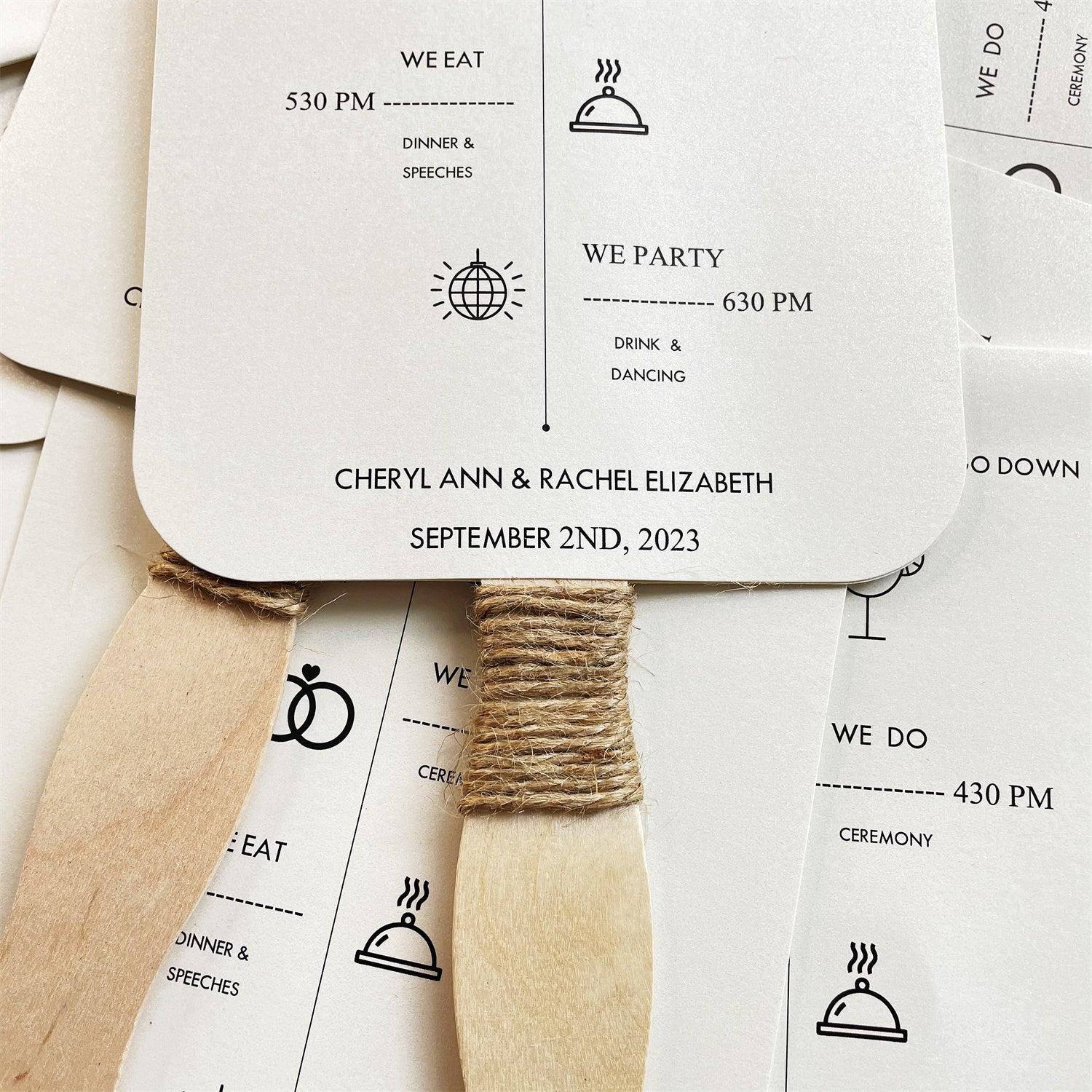 50PCS Wedding Program Fans/ Rustic Minimalist Outdoor Wedding / DIY We ...