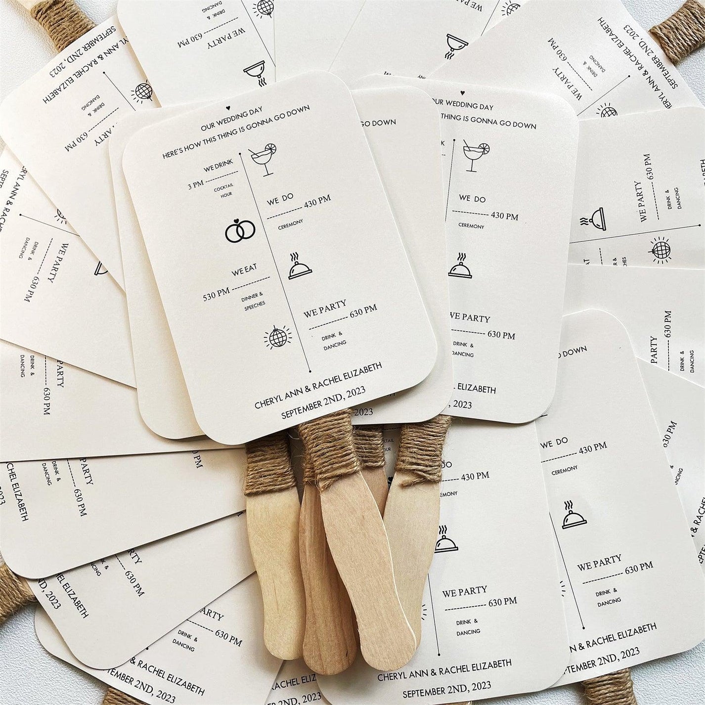 50PCS Wedding Program Fans/ Rustic Minimalist Outdoor Wedding / DIY We ...