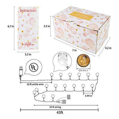 Extendable LED Globe String Lights, 43ft 70 LED Indoor String Light Pl ...