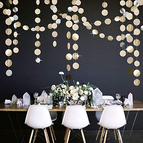 5Pcs Glitter Champagne Gold Paper Circle Dots Garland Banners Streamer ...