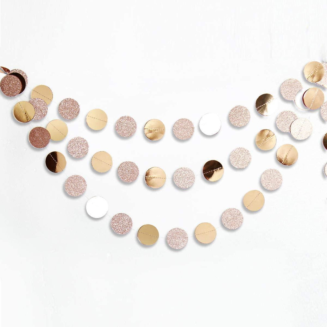 4pcs Glitter Champagne Gold Decorations Paper Circle Dots Garland Part ...