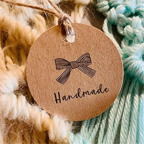100 PCS Handmade Tags Kraft Paper Hang Tags 1.7'' Round Tags Craft Gif ...