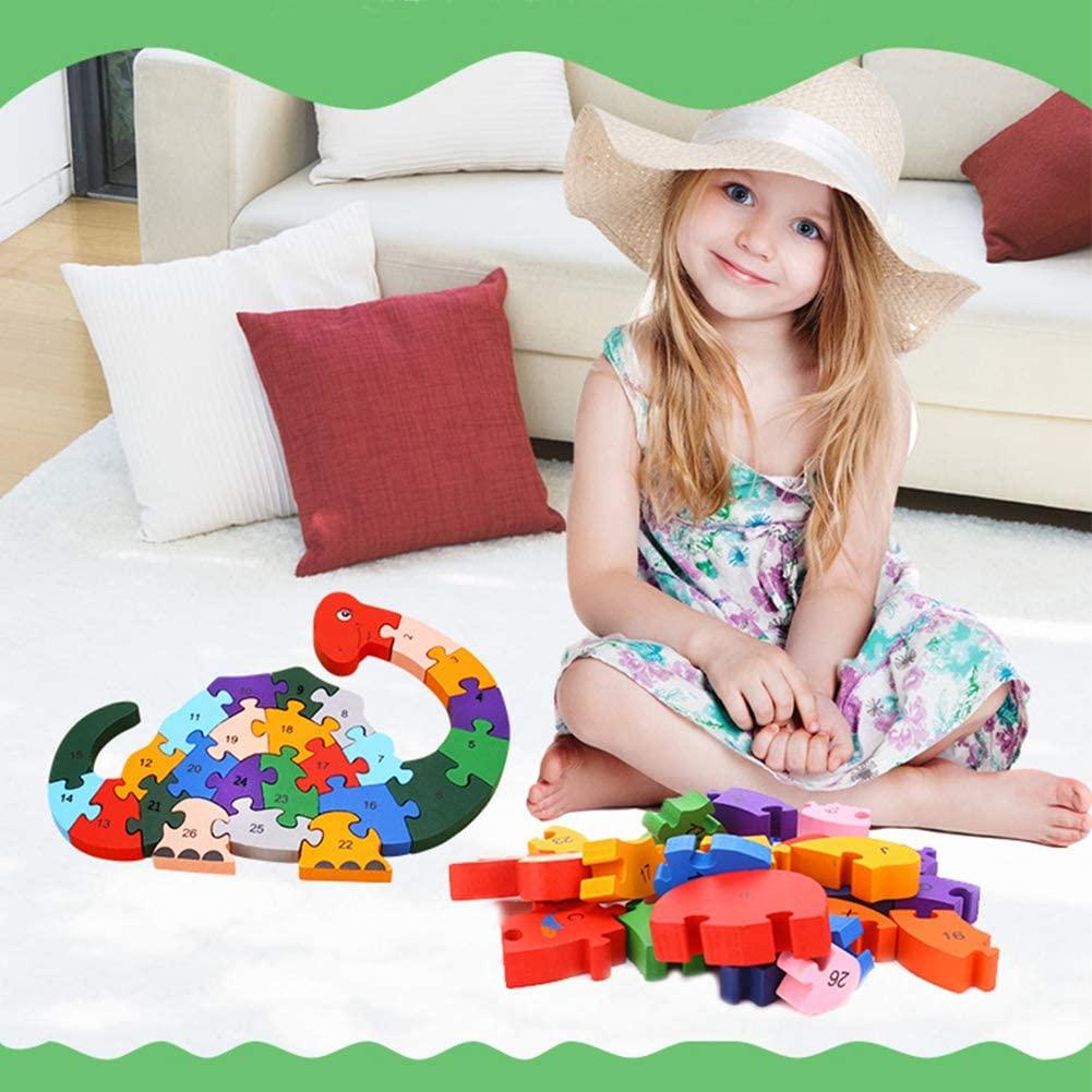2Pcs Wooden Animal Puzzles, Alphabet Jigsaw Puzzle Building Blocks Alp ...