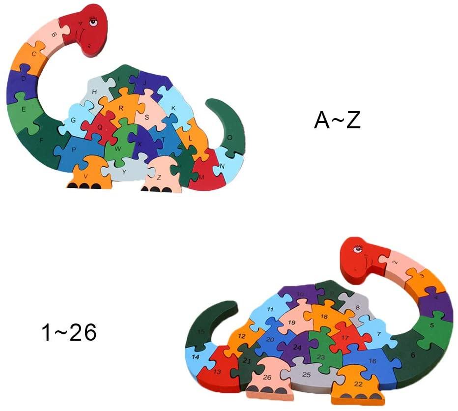 2Pcs Wooden Animal Puzzles, Alphabet Jigsaw Puzzle Building Blocks Alp ...