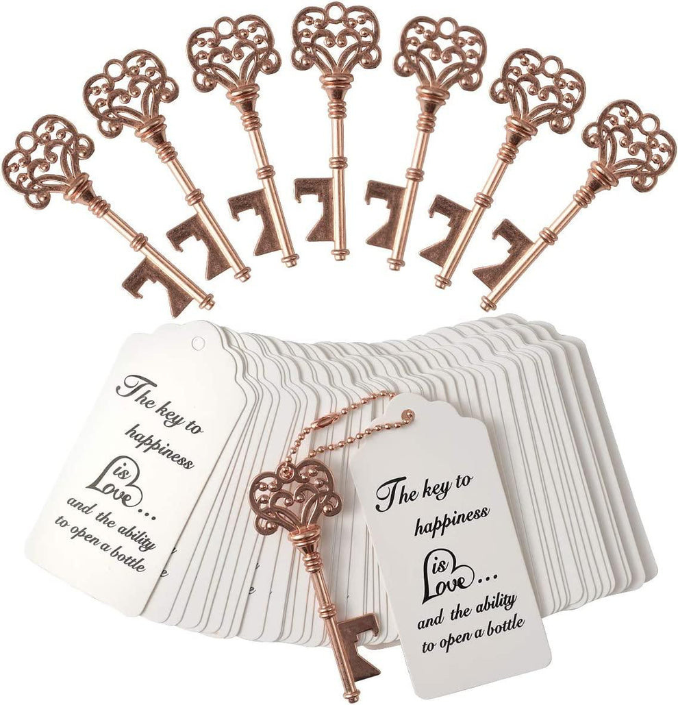 50PCS Vintage Skeleton Key Bottle Opener, Wedding Favors Key Bottle Op ...
