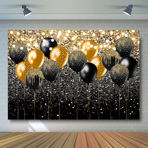 Black and Gold Glitter Backdrop for Birthday Wedding Prom Graduation P ...