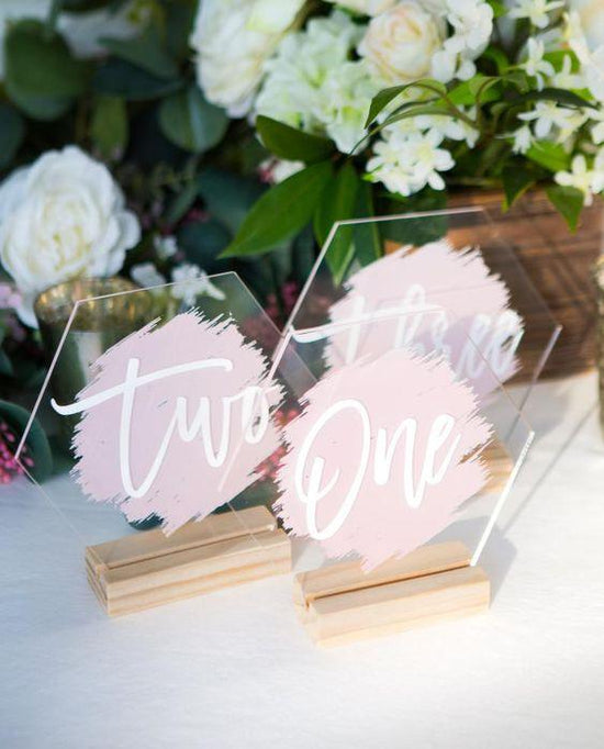 Acrylic Painted Table Numbers, Back Painted Acrylic Wedding Table Numb ...
