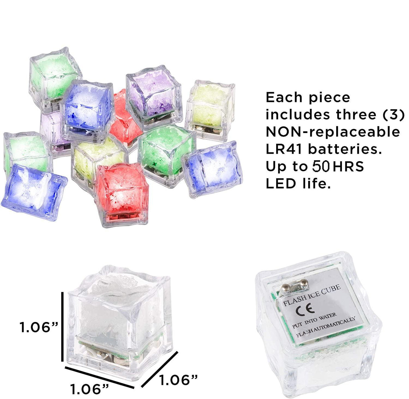 Glow LED Ice Cube Shape Lights Liquid Activated Submersible, Reusable ...