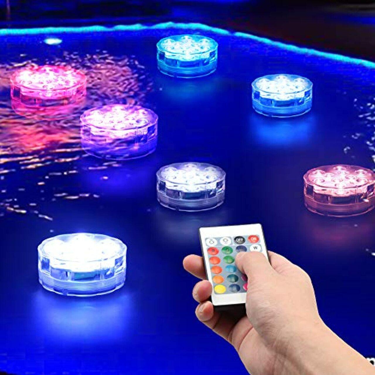 Submersible Led Lights, Remote Controlled Waterproof Multi Color Under ...