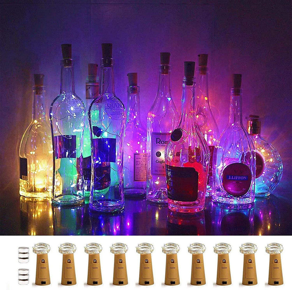 Wine Bottle Lights with Cork for Christmas, Garden, Wedding Table Deco ...